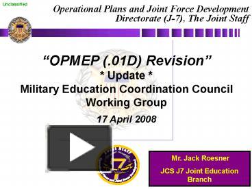 Operational Plans and Joint Force Development Directorate J7, The Joint ...