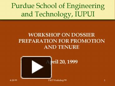 PPT – Purdue School of Engineering and Technology, IUPUI PowerPoint ...