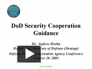 DoD Security Cooperation Guidance presentation | free to view