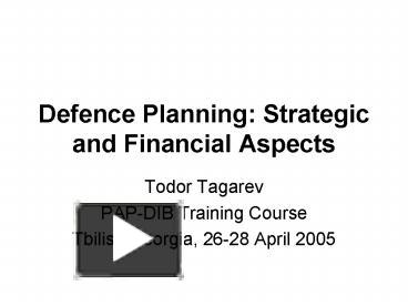 Defence Planning: Strategic and Financial Aspects presentation | free ...