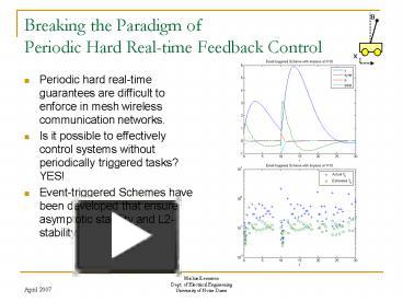 Michael Lemmon Dept. of Electrical Engineering University of Notre Dame ...