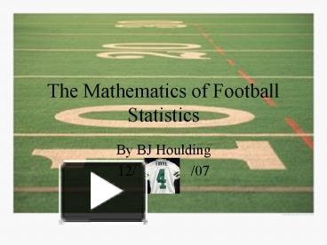 The Mathematics of Football Statistics presentation | free to view