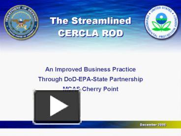 PPT – The Streamlined CERCLA ROD PowerPoint presentation | free to view ...