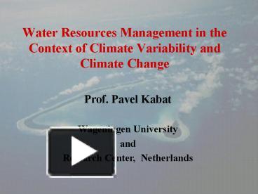 Water Resources Management in the Context of Climate Variability and ...