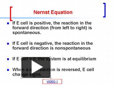 Nernst Equation presentation | free to view