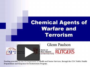 Chemical Agents of Warfare and Terrorism presentation | free to view