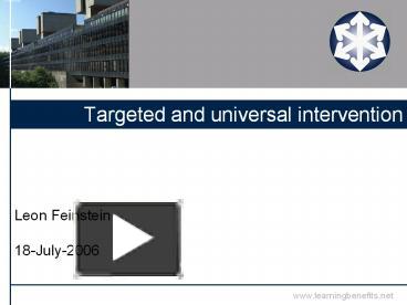 PPT – Targeted and universal intervention PowerPoint presentation ...