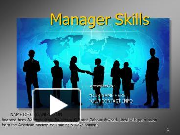 Manager Skills presentation | free to view