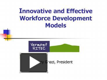 Innovative and Effective Workforce Development Models presentation ...