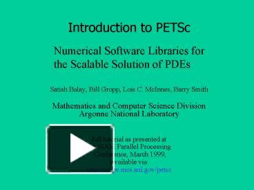 Introduction to PETSc presentation | free to view
