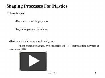 Shaping Processes For Plastics presentation | free to view