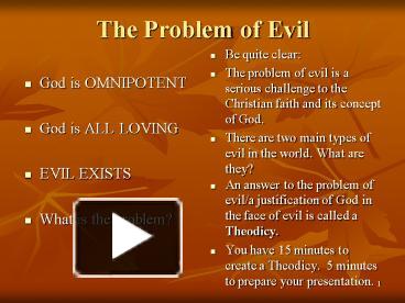 The Problem of Evil presentation | free to view