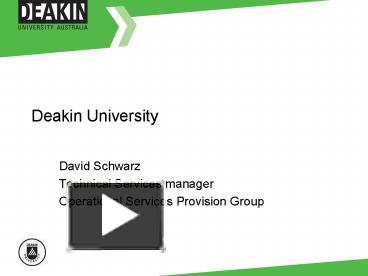 Deakin University presentation | free to view