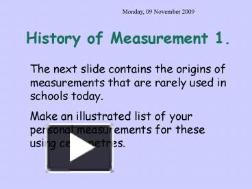 History of Measurement 1' presentation | free to view