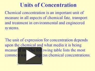 Units of Concentration presentation | free to view
