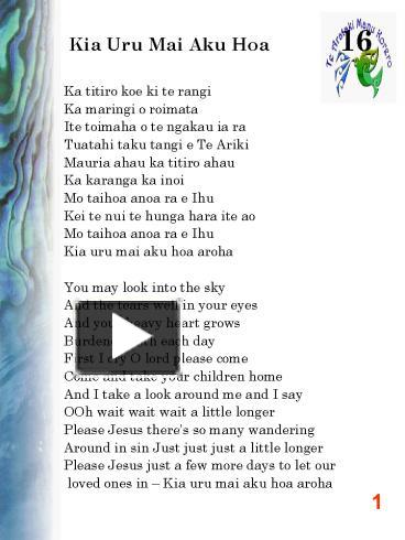 Kia Uru Mai Aku Hoa 16 presentation | free to view