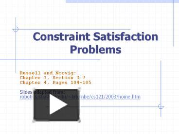 PPT – Constraint Satisfaction Problems PowerPoint presentation | free ...