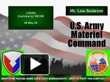 LOGSA Overview presentation | free to view