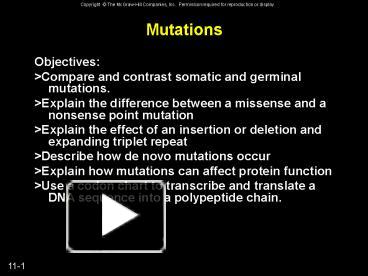 PPT – Mutations PowerPoint presentation | free to view - id: 19e39f-ZDU4O