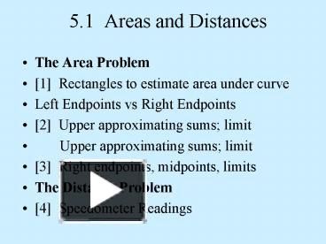 5'1 Areas and Distances presentation | free to view