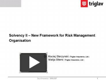 PPT – Solvency II New Framework for Risk Management Organisation ...