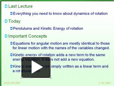 PPT – Last Lecture PowerPoint presentation | free to download - id ...