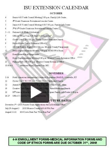 ISU EXTENSION CALENDAR presentation | free to view
