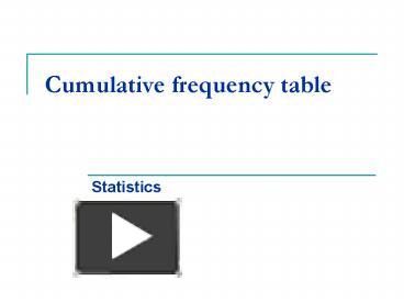 PPT – Cumulative frequency table PowerPoint presentation | free to view ...