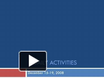 PPT – Daily Activities PowerPoint presentation | free to view - id ...