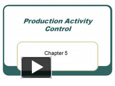 Production Activity Control presentation | free to download
