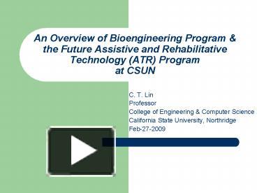 PPT – An Overview of Bioengineering Program PowerPoint presentation ...