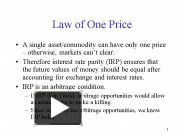 Law of One Price presentation | free to view