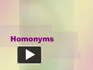 Homonyms presentation | free to download