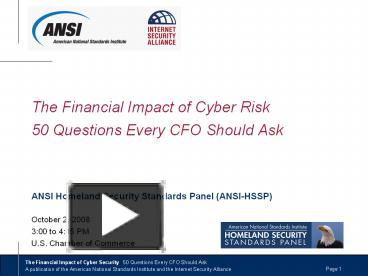 PPT – The Financial Impact of Cyber Risk 50 Questions Every CFO Should ...