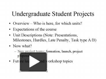 Undergraduate Student Projects presentation | free to view