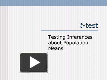 t-test presentation | free to view