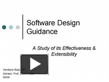 PPT – Software Design Guidance PowerPoint presentation | free to view ...