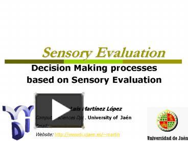 Sensory Evaluation presentation | free to view