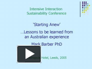 PPT – Intensive Interaction Sustainability Conference PowerPoint ...