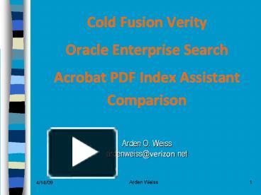 Cold Fusion Verity presentation | free to download