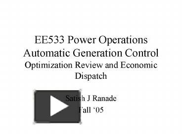 PPT – EE533 Power Operations Automatic Generation Control Optimization ...
