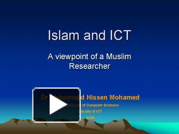 Islam and ICT presentation | free to view