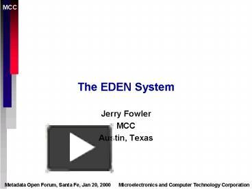 The EDEN System presentation | free to view