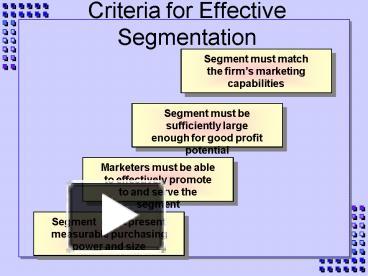 PPT – Criteria for Effective Segmentation PowerPoint presentation ...