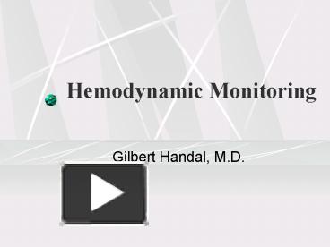 Hemodynamic Monitoring presentation | free to view