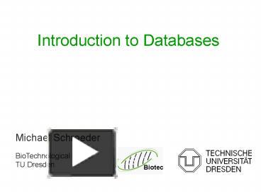 PPT – Introduction to Databases PowerPoint presentation | free to view ...