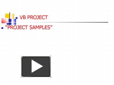 PPT – VB PROJECT PowerPoint presentation | free to download - id ...