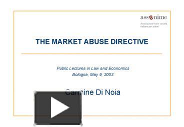 THE MARKET ABUSE DIRECTIVE presentation | free to view
