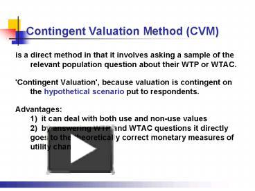 Contingent Valuation Method CVM presentation | free to view