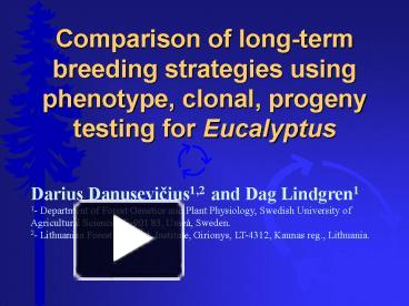 PPT – Comparison of long-term breeding strategies using phenotype ...